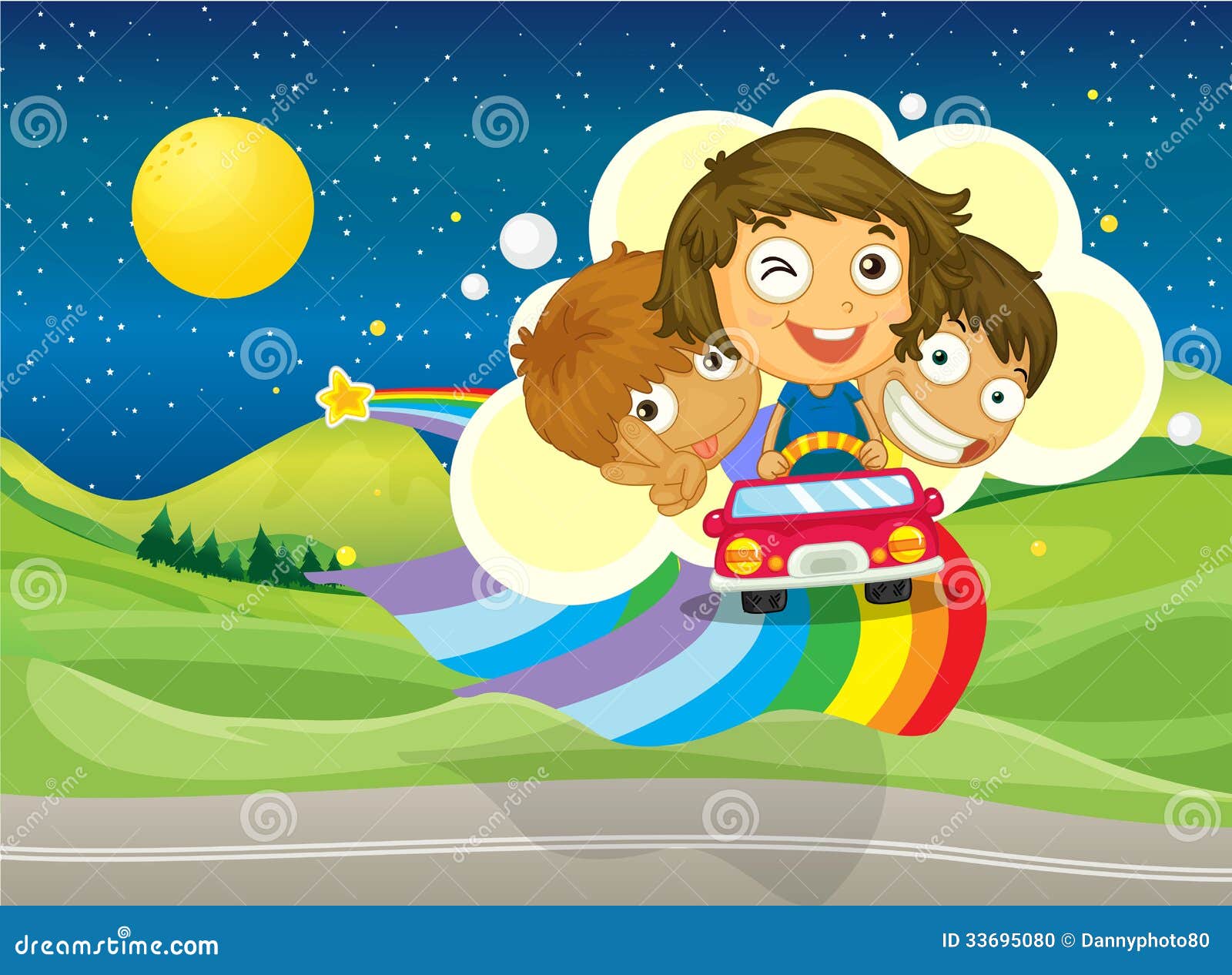 Three Kids In School Uniform Going To School Cartoon Vector ...
