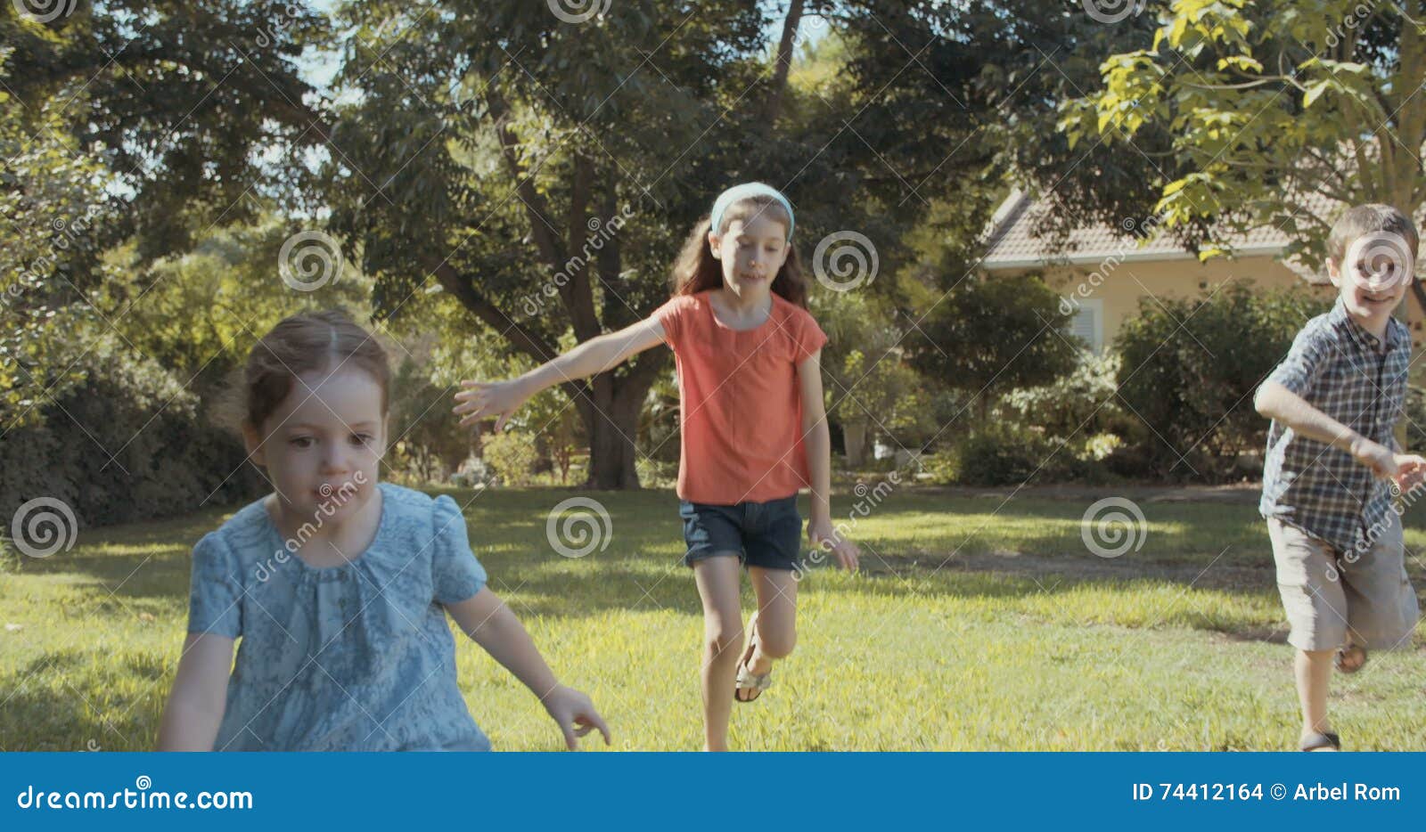 Three Kids Running Together Outdoors Stock Footage - Video of child ...