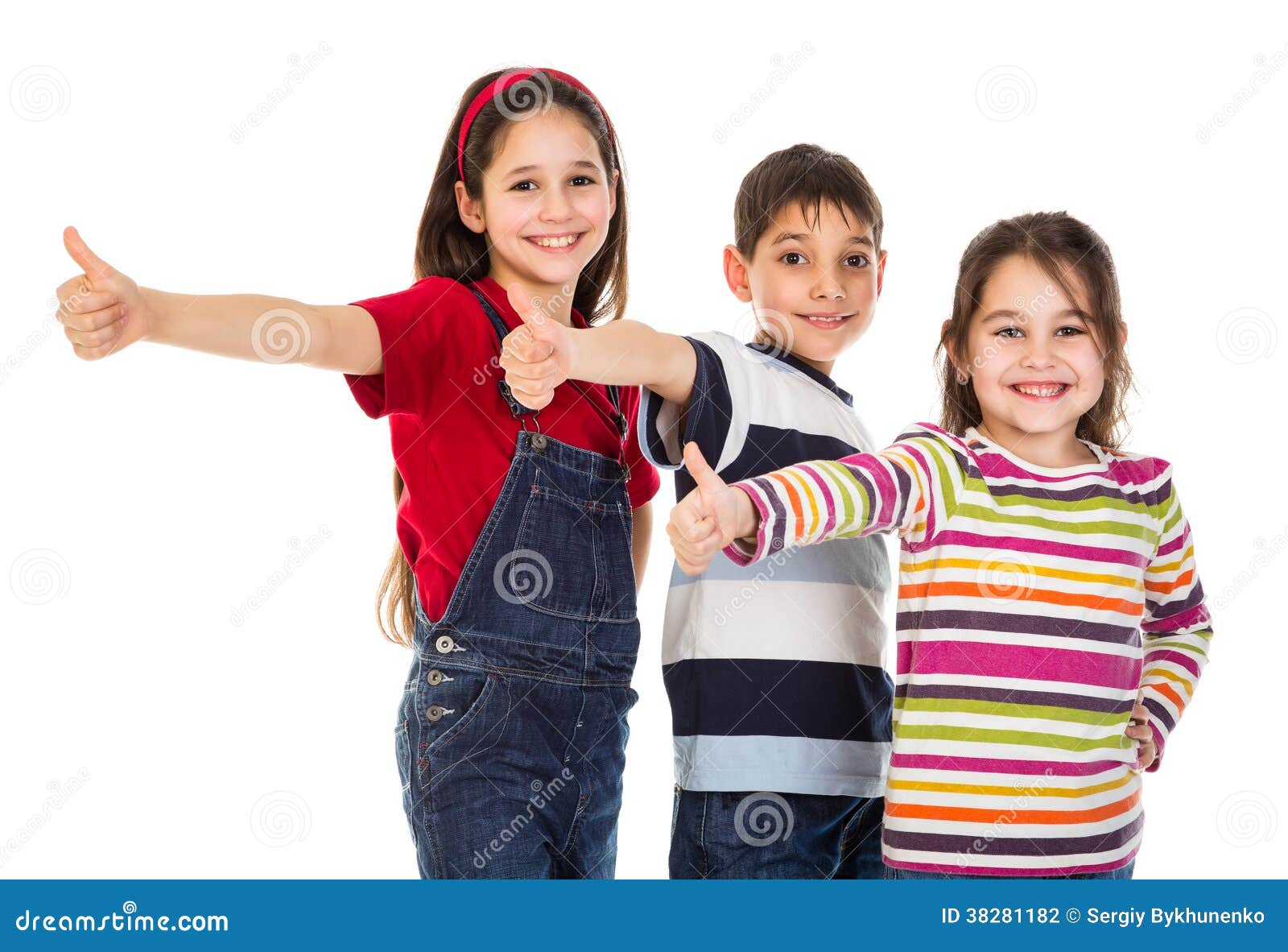 Three Kids with Thumbs Up Sign Stock Photo - Image of brother, child ...