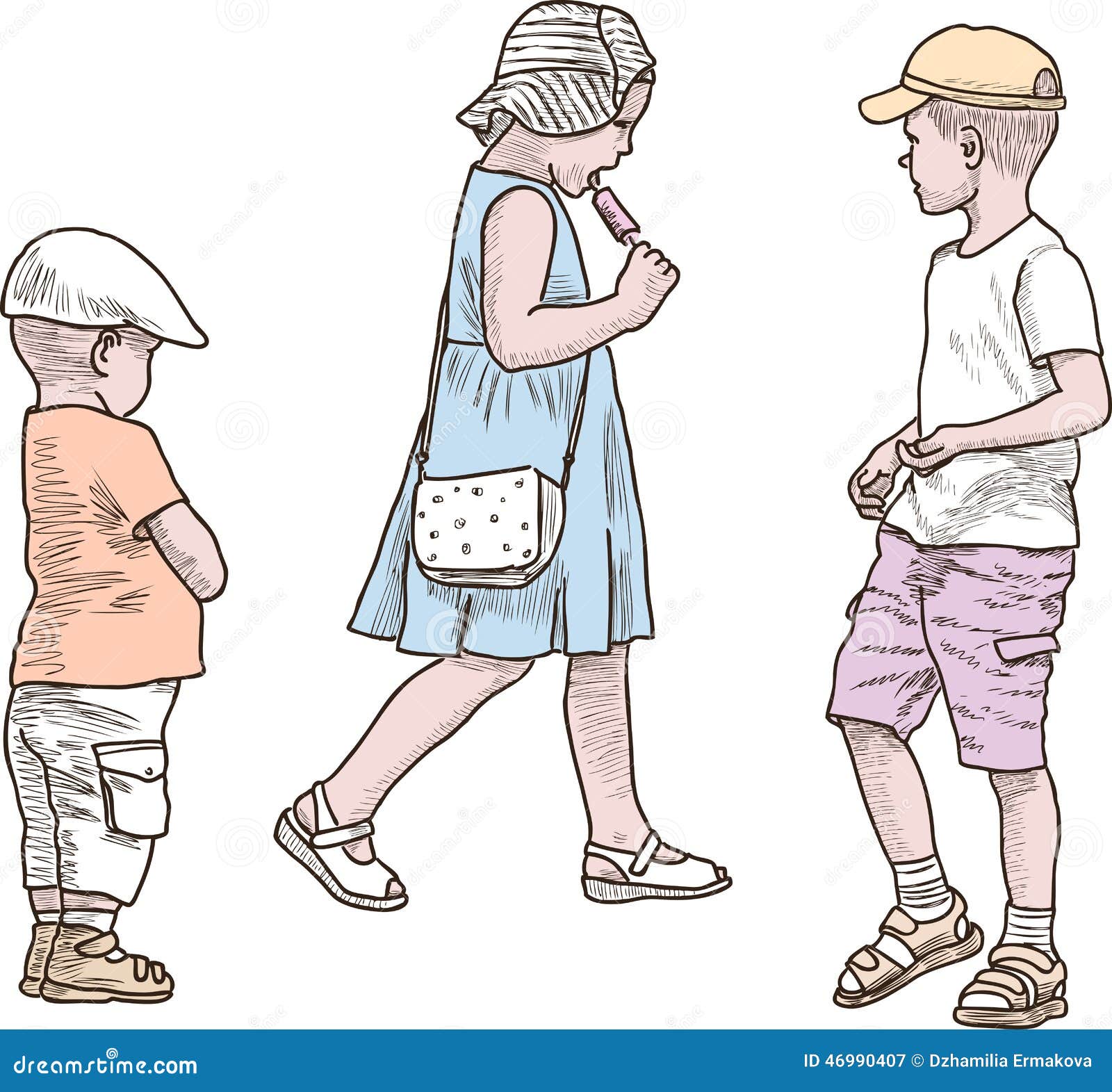 Three kids stock vector. Illustration of cute, kids, siblings - 46990407