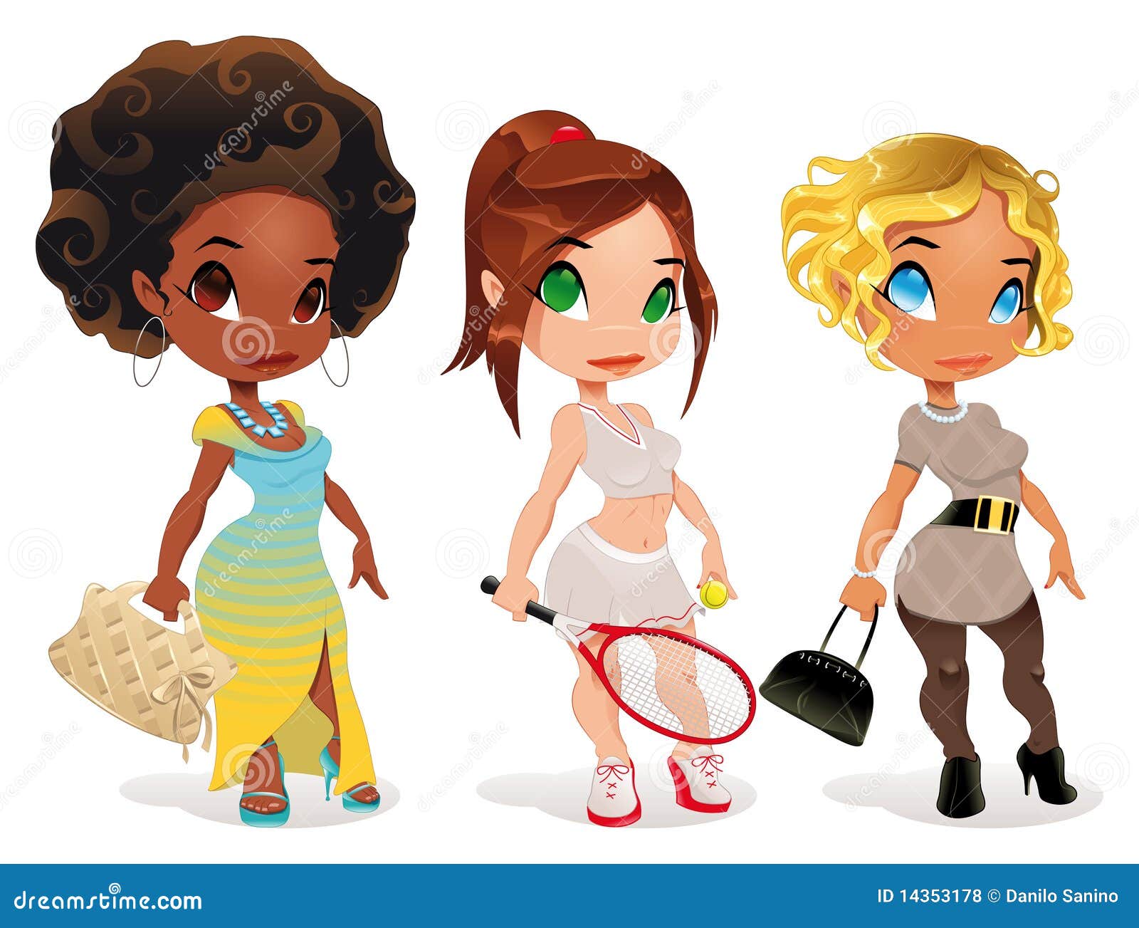 Set Of Ladies Hat Cartoon Icon Design Template With Various Models ...