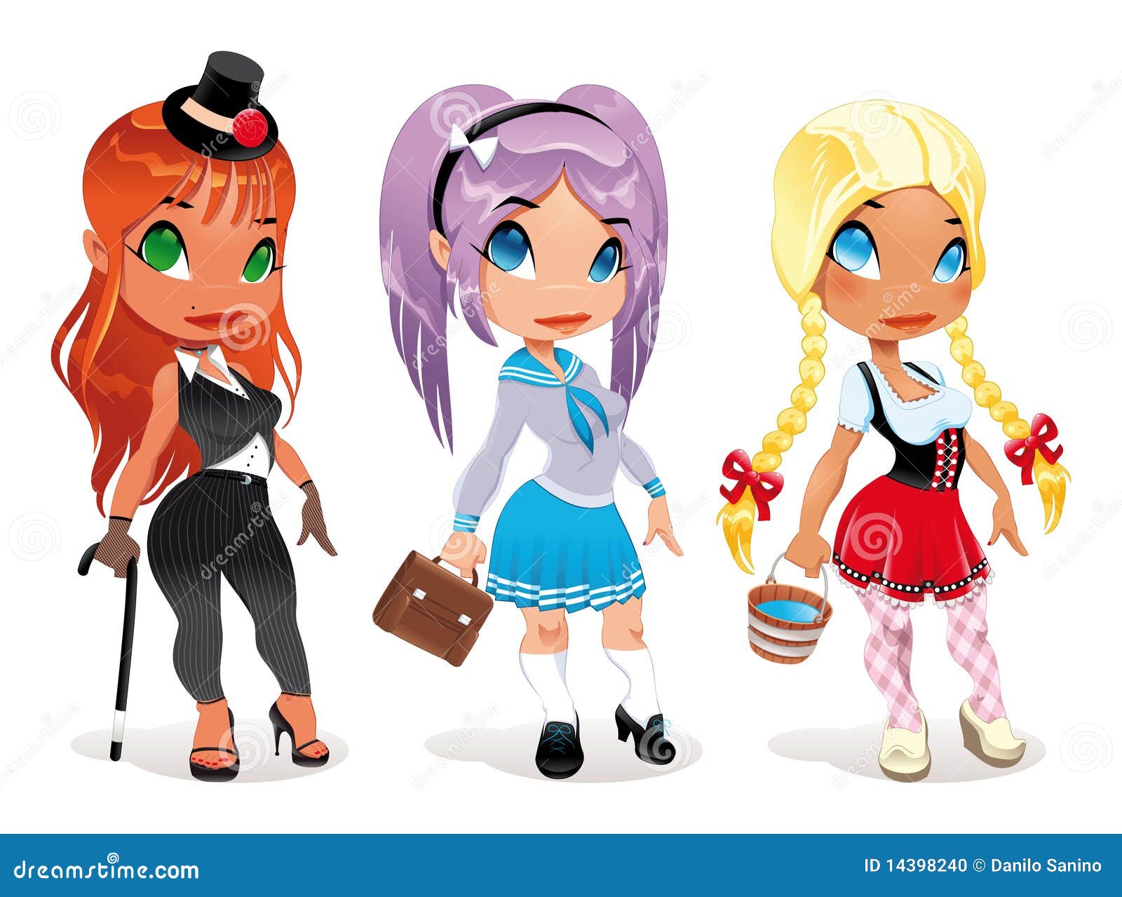 Set Of Ladies Hat Cartoon Icon Design Template With Various Models ...