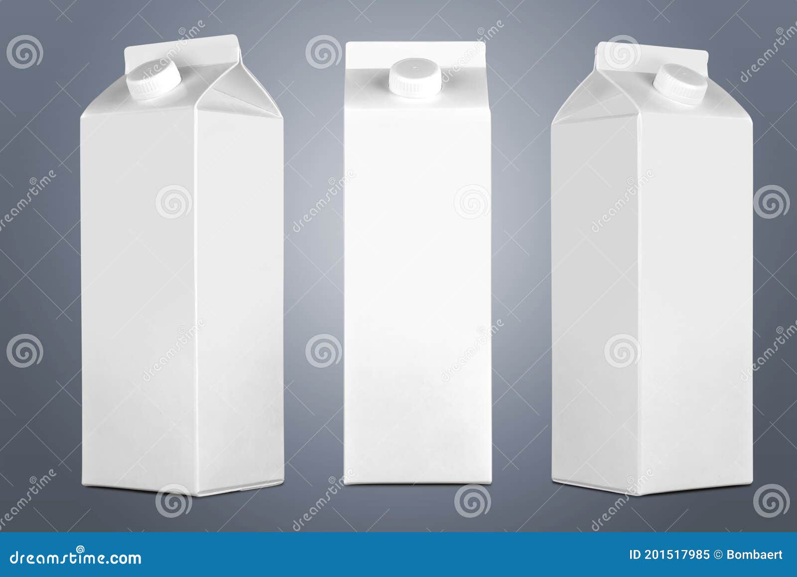 Three Kind of View on a Blank Liquid Brick Packaging. Stock Image ...