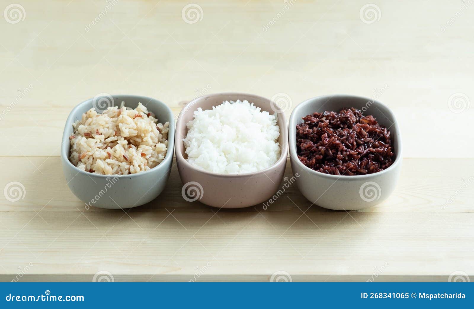 Three Kinds Of Rice In A Plastic Rice Measuring Cup, Small Heap Rice Is ...