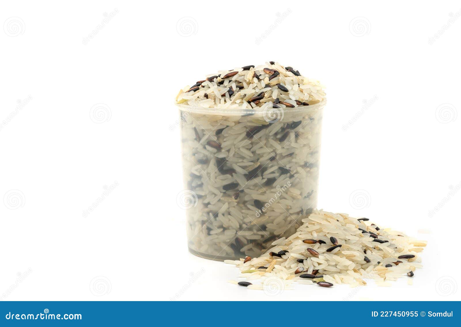 Three Kinds of Rice in a Plastic Rice Measuring Cup, Small Heap Rice is ...