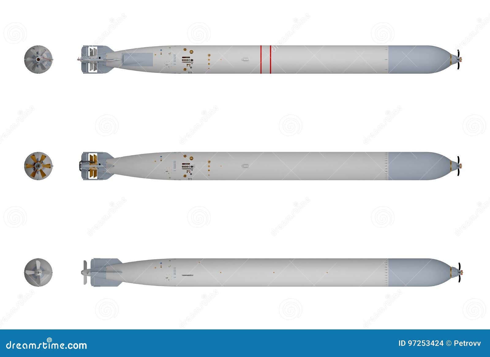 Three Kinds Of Torpedoes Isolated On White Stock Photo | CartoonDealer ...