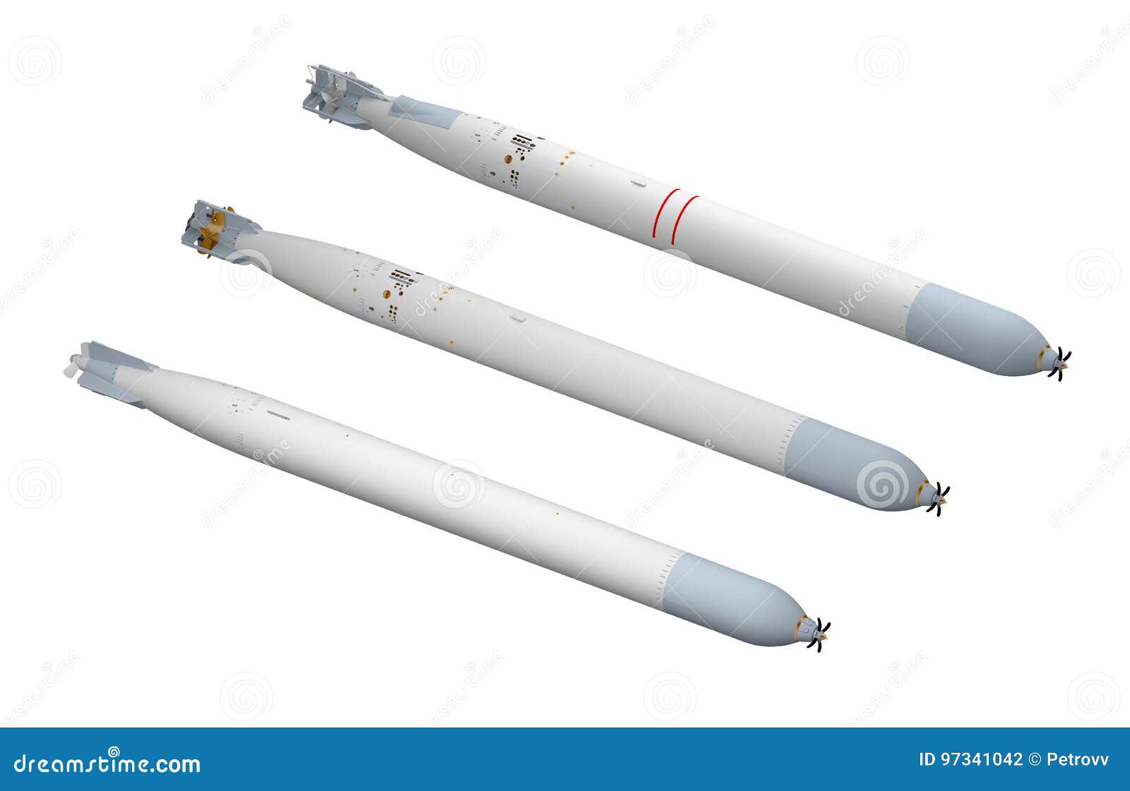 Three Kinds of Torpedoes Isolated on White Stock Illustration ...