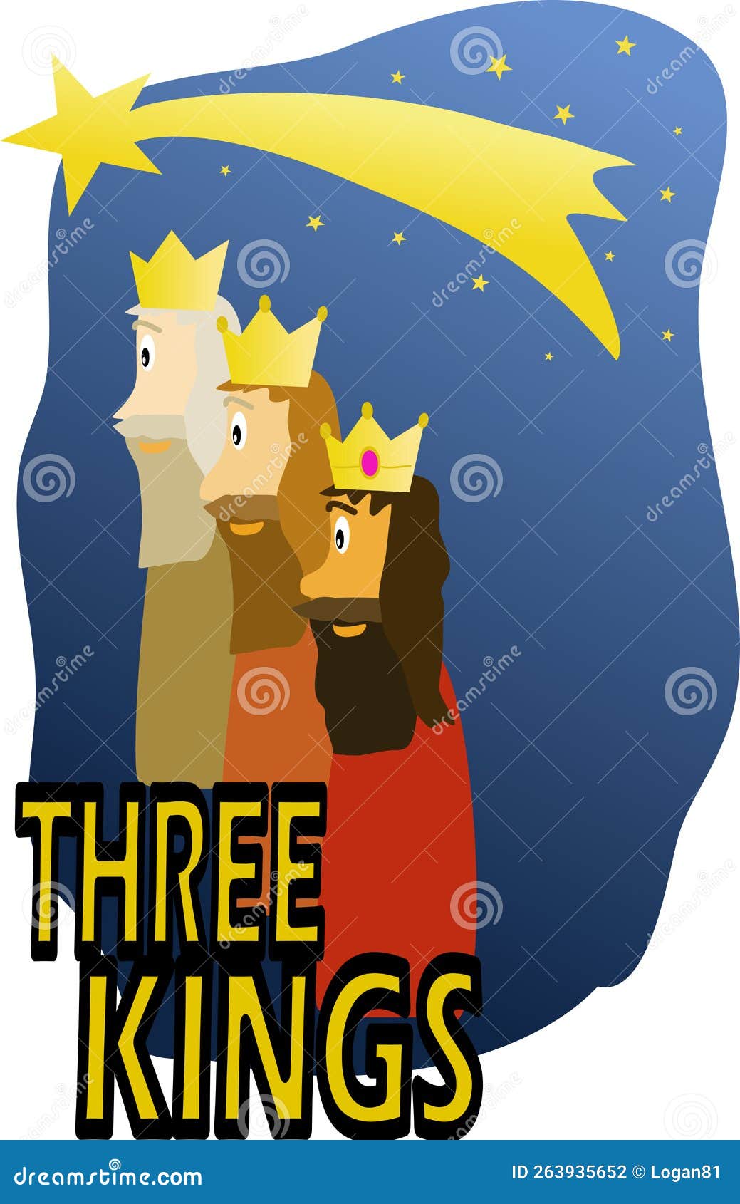 The Three Kings Image with Comet Stock Vector - Illustration of gift, cartoon: 263935652
