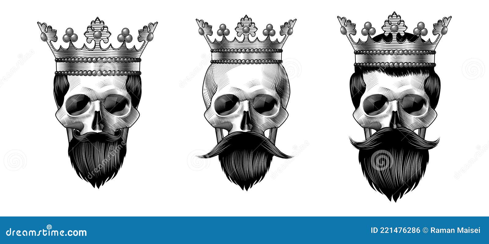 Three Kings. Set of Skulls in Crowns Stock Vector - Illustration of ...