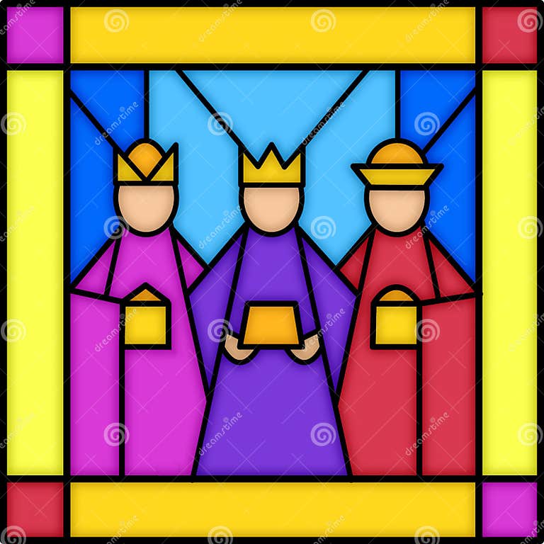 Three Kings in Stained Glass Stock Illustration - Illustration of ...