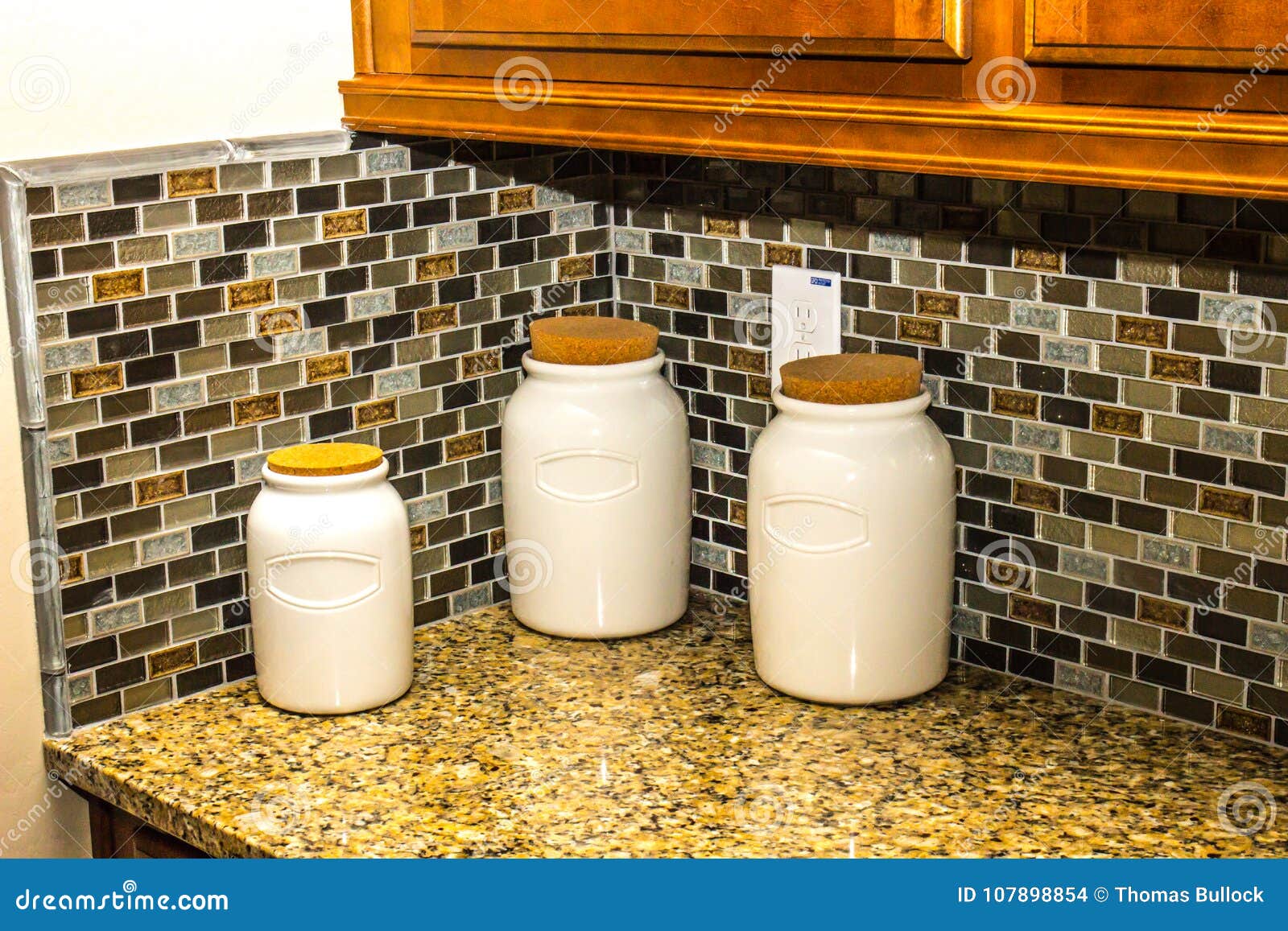 Three Kitchen Ceramic Containers Stock Photo - Image of ceramic, tile ...