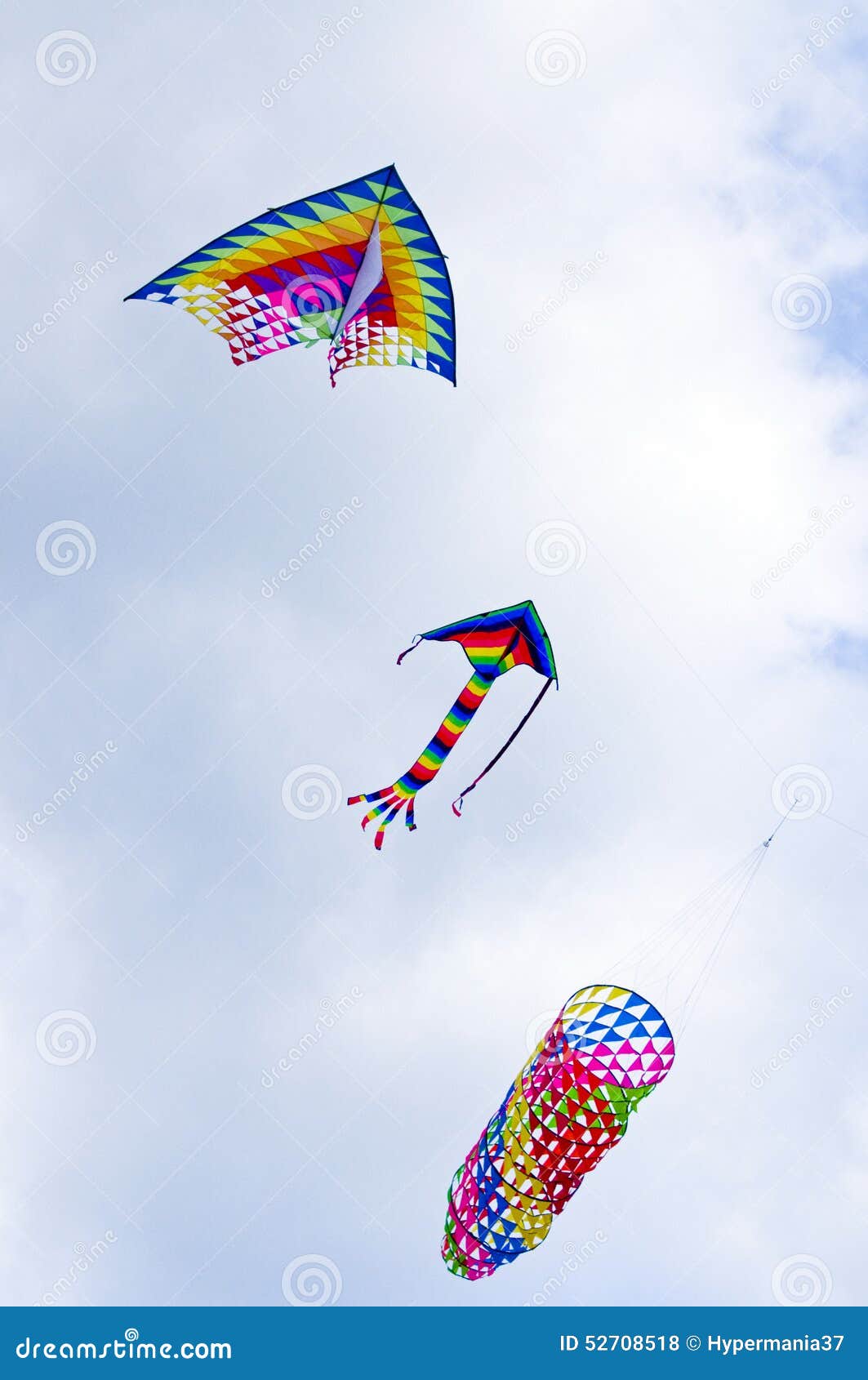 Three kites stock photo. Image of color, activity, enjoy - 52708518