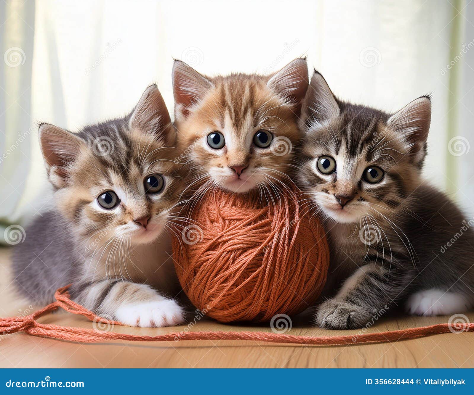 Three Kittens With Paper Board. Vector Illustration On White Background ...