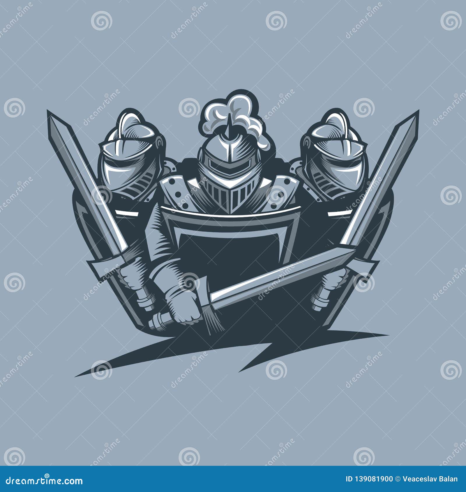 Three Knights in Armor Protect Themselves Stock Vector - Illustration ...