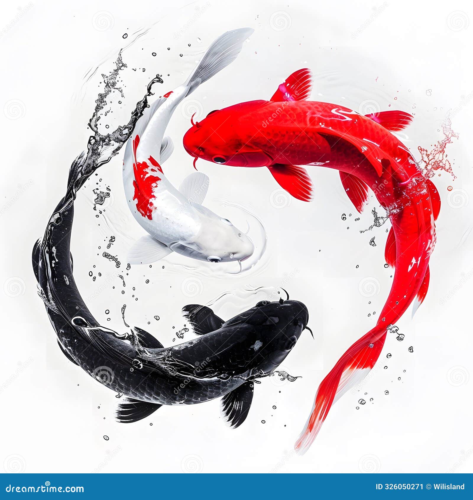 Three Koi Fish Swimming in Water Stock Illustration - Illustration of ...