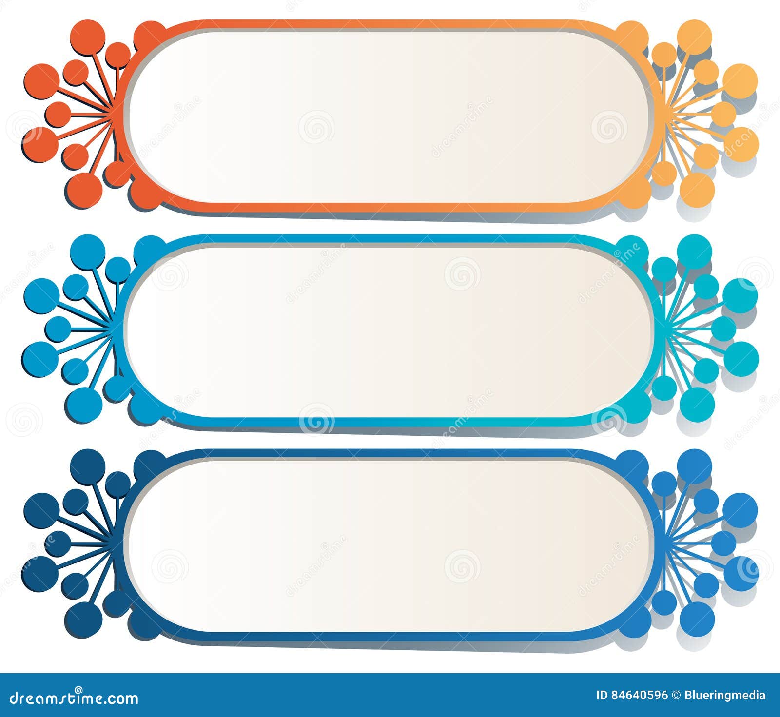 Three Label Design in Blue and Orange Stock Vector - Illustration of ...