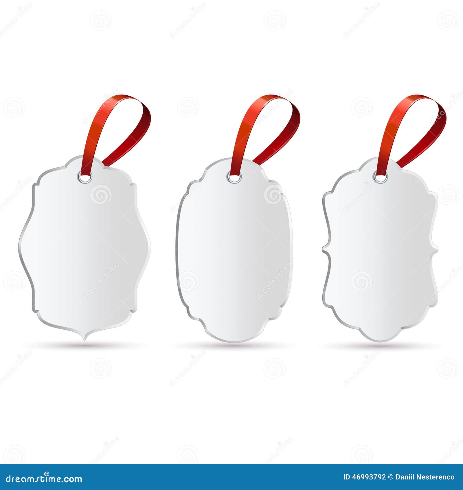 Three Labels with a Red Ribbon Stock Vector - Illustration of business ...