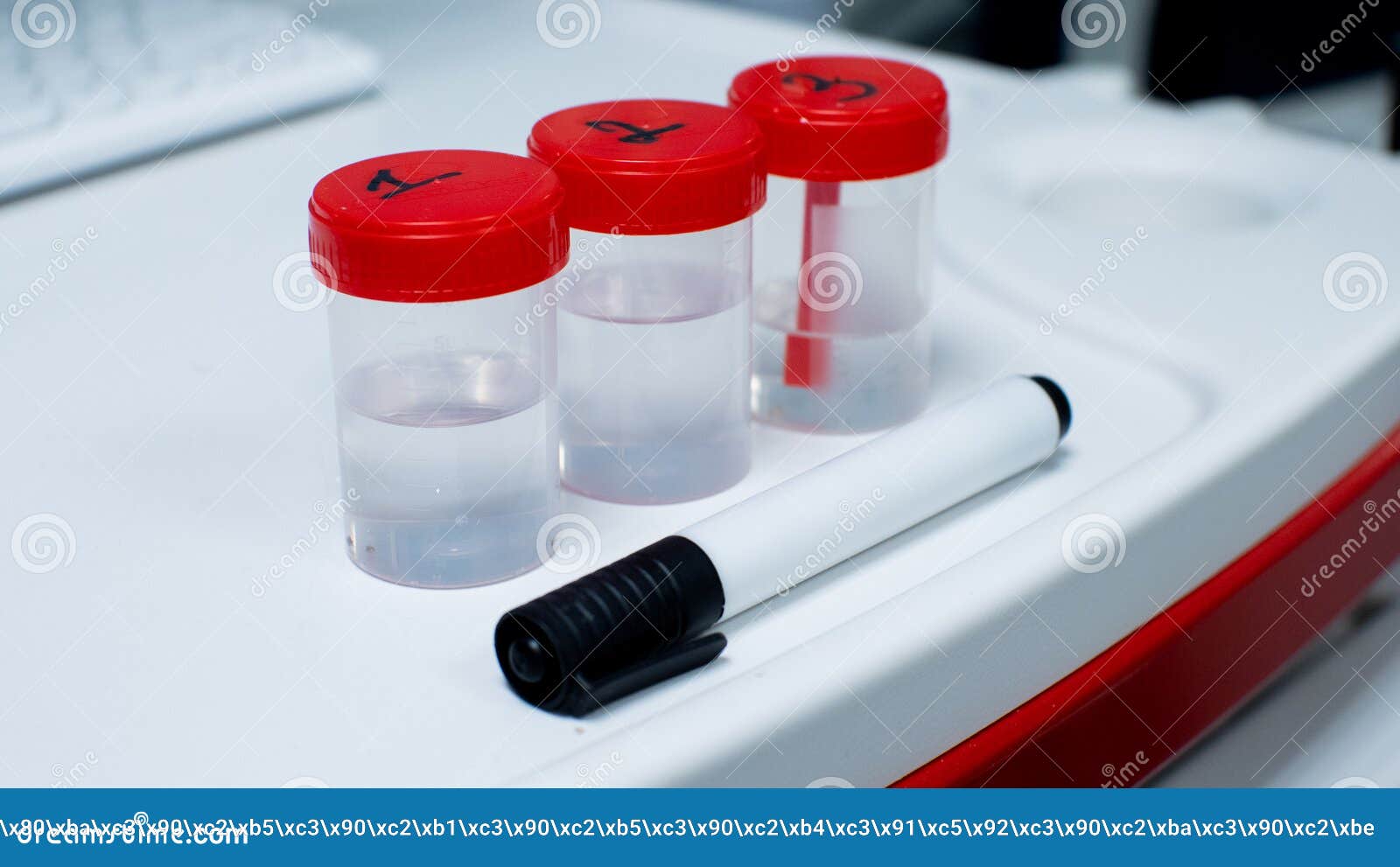 Three Laboratory Containers for Collecting Analysis are Numbered on the ...