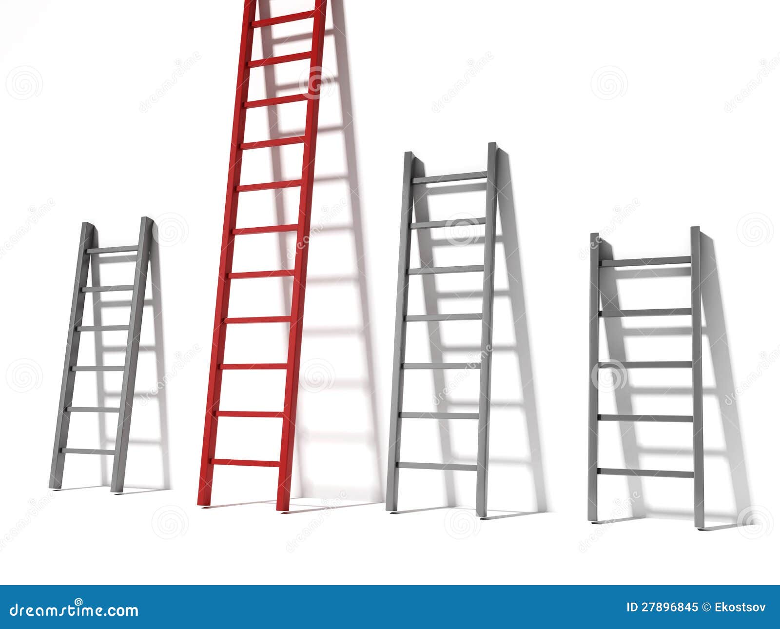 Three Ladders With Different Length Leaning The Arrow Royalty-Free ...