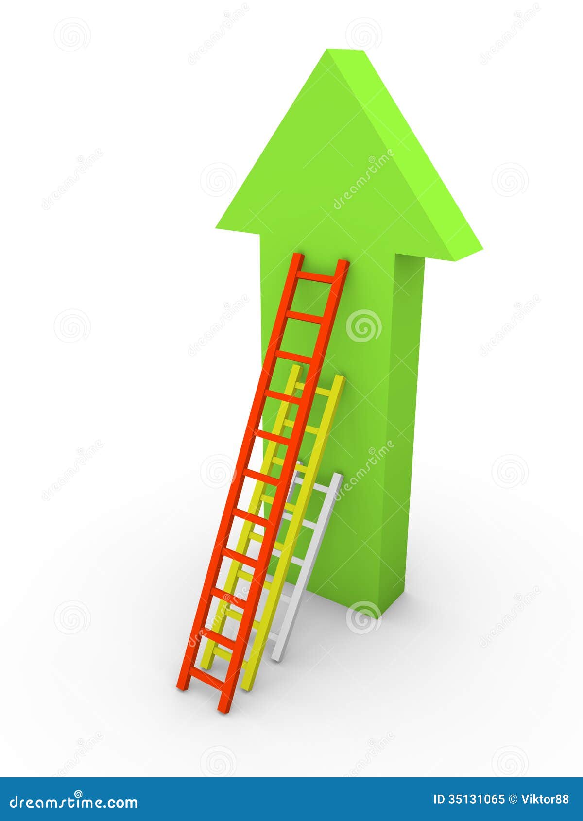 Three Ladders with Different Length Leaning the Arrow Stock ...