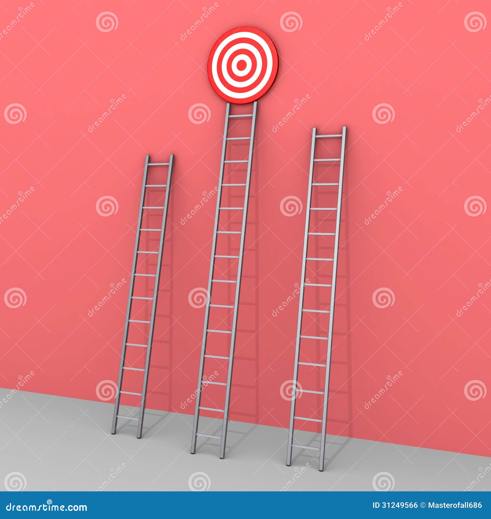 Three Ladders With Different Length Leaning The Arrow Royalty-Free ...