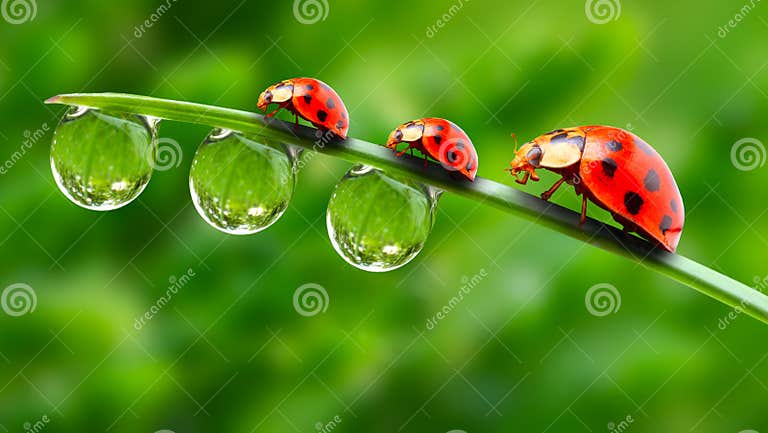 Three ladybugs. stock photo. Image of garden, grassland - 18353014