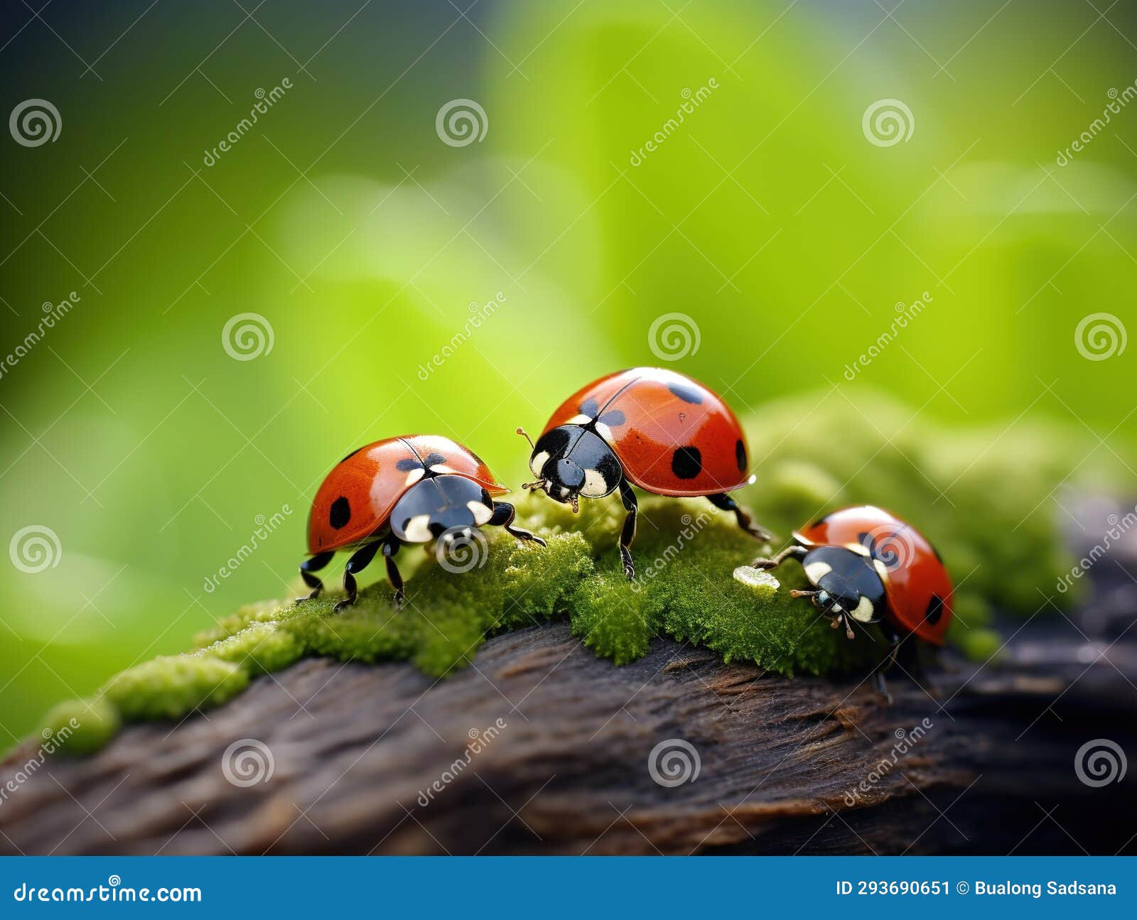 Ai Generated Illustration Wildlife Concept of Three Ladybugs. Stock ...