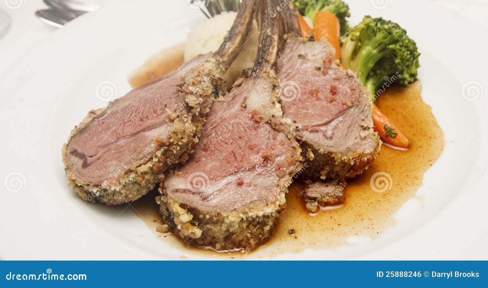 Three Lamb Chops on Plate stock photo. Image of lamb - 25888246