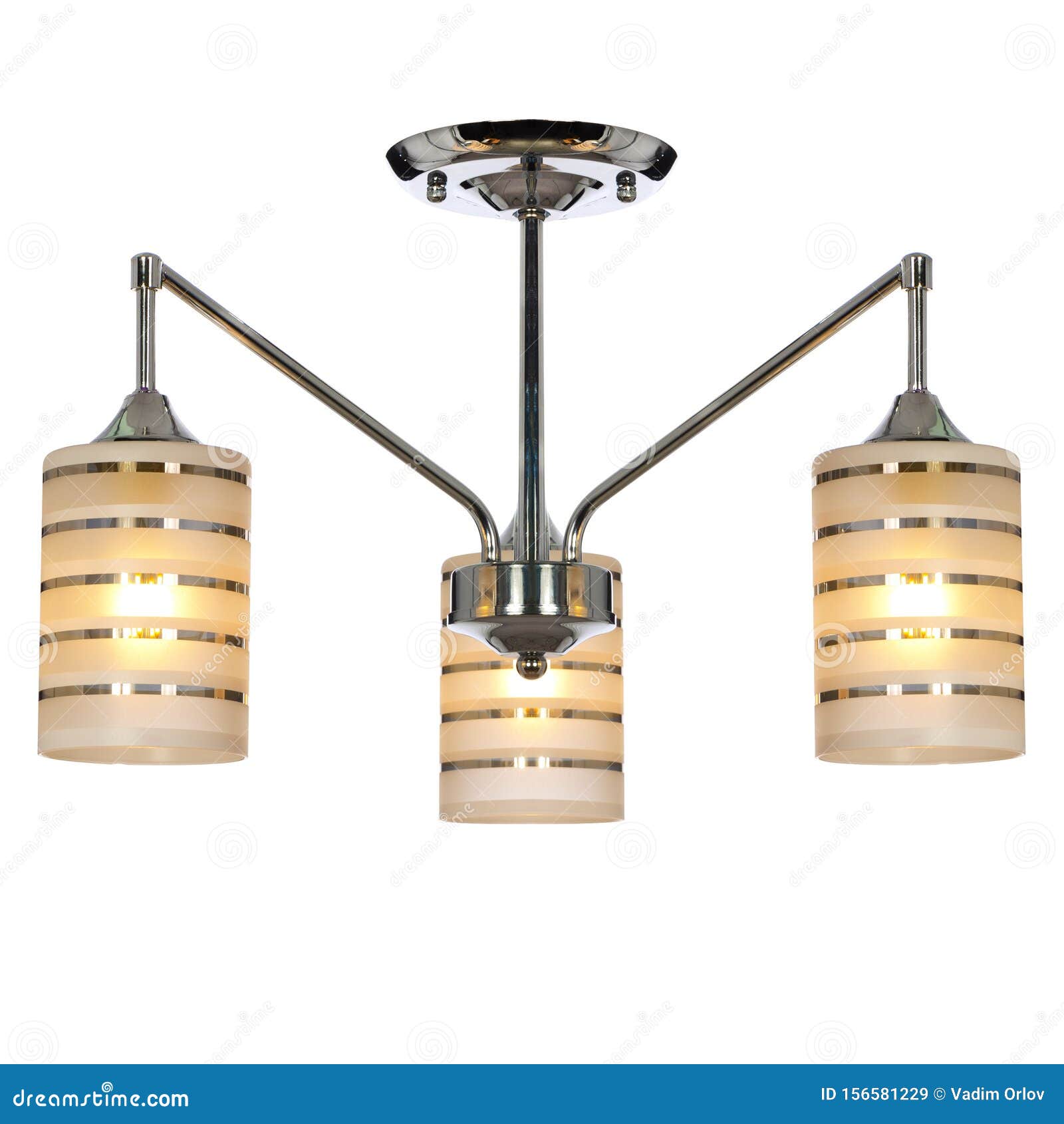 Three-lamp Ceiling Chandelier Stock Image - Image of ceiling ...
