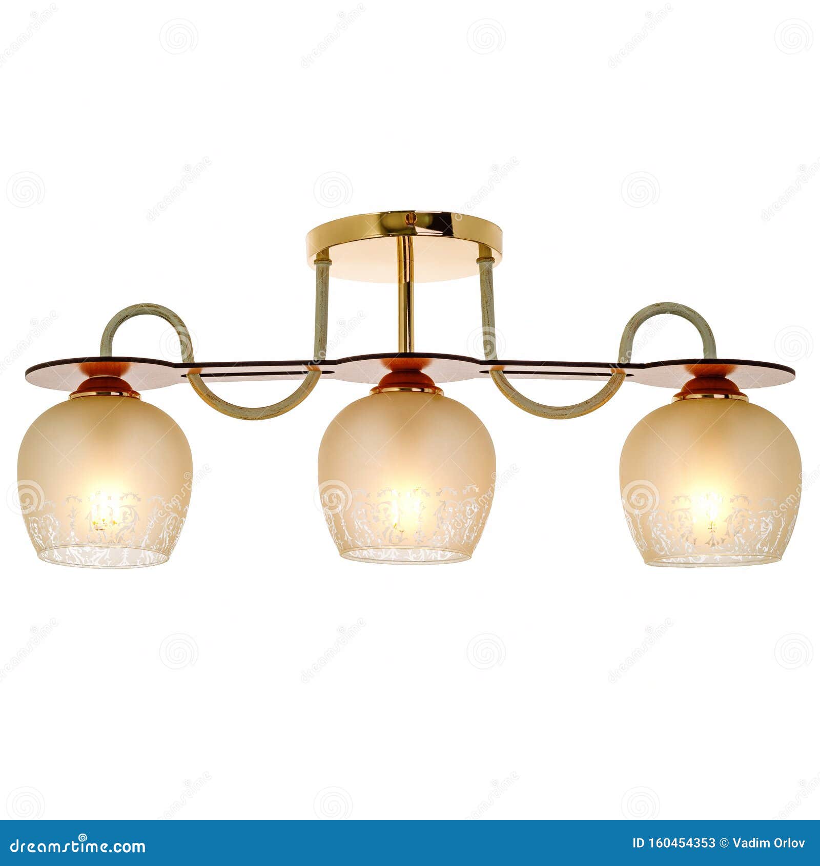 Three-lamp chandelier stock image. Image of article - 160454353