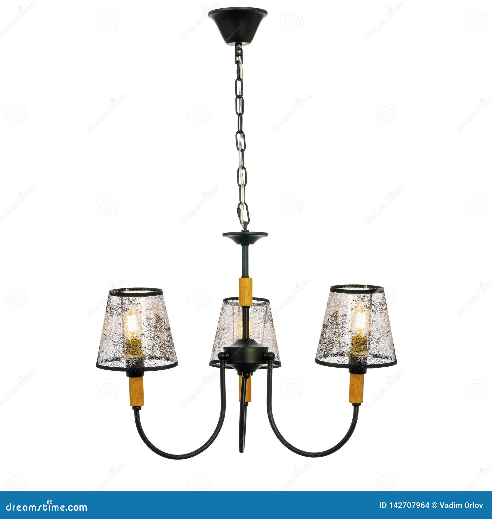 Three Lamp Shade Chandelier Stock Photo - Image of ceiling, shade ...
