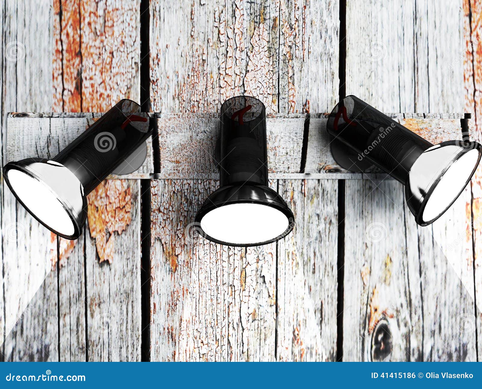 Three Lamps on the Wooden Wall Stock Illustration - Illustration of ...