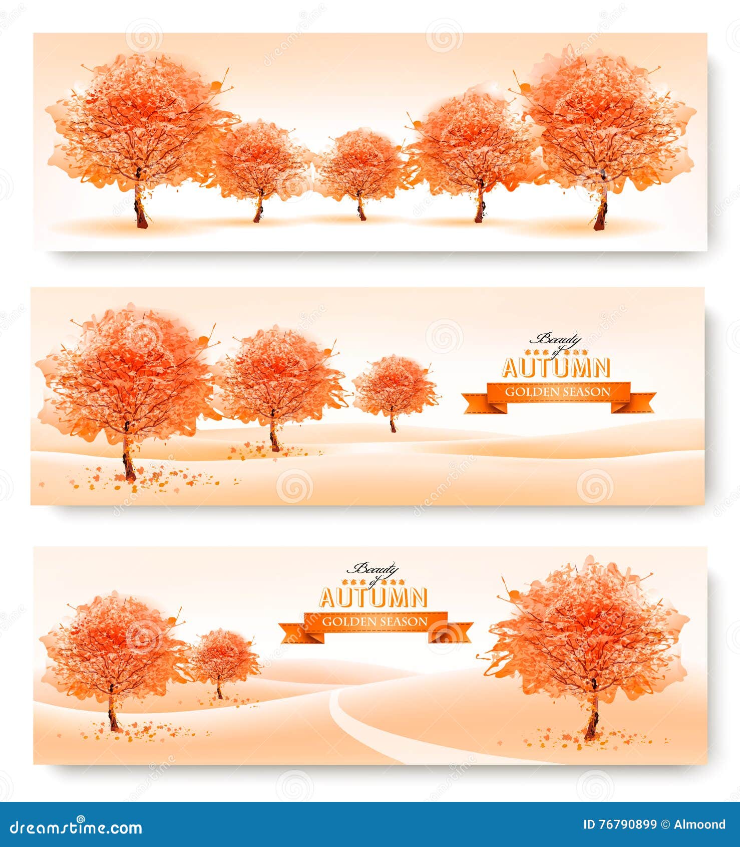 Three Landscape Autumn Banners. Stock Vector - Illustration of ...