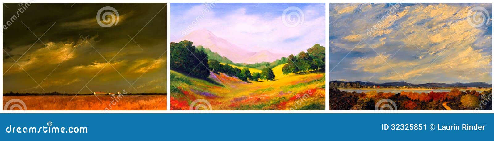 Three Landscapes stock image. Image of pattern, gold - 32325851