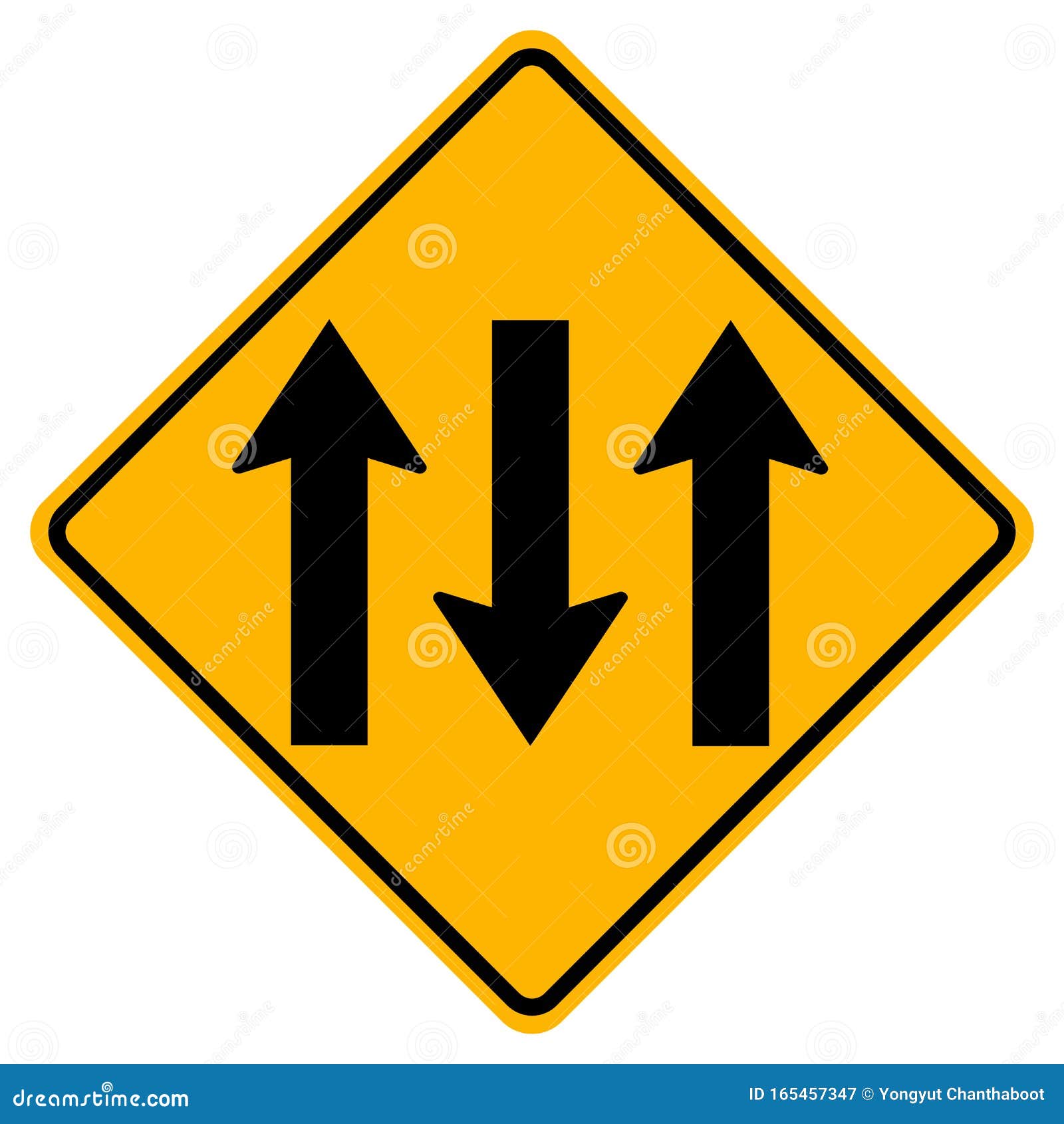 Three Lane Traffic Road Sign,Vector Illustration, Isolate on White ...