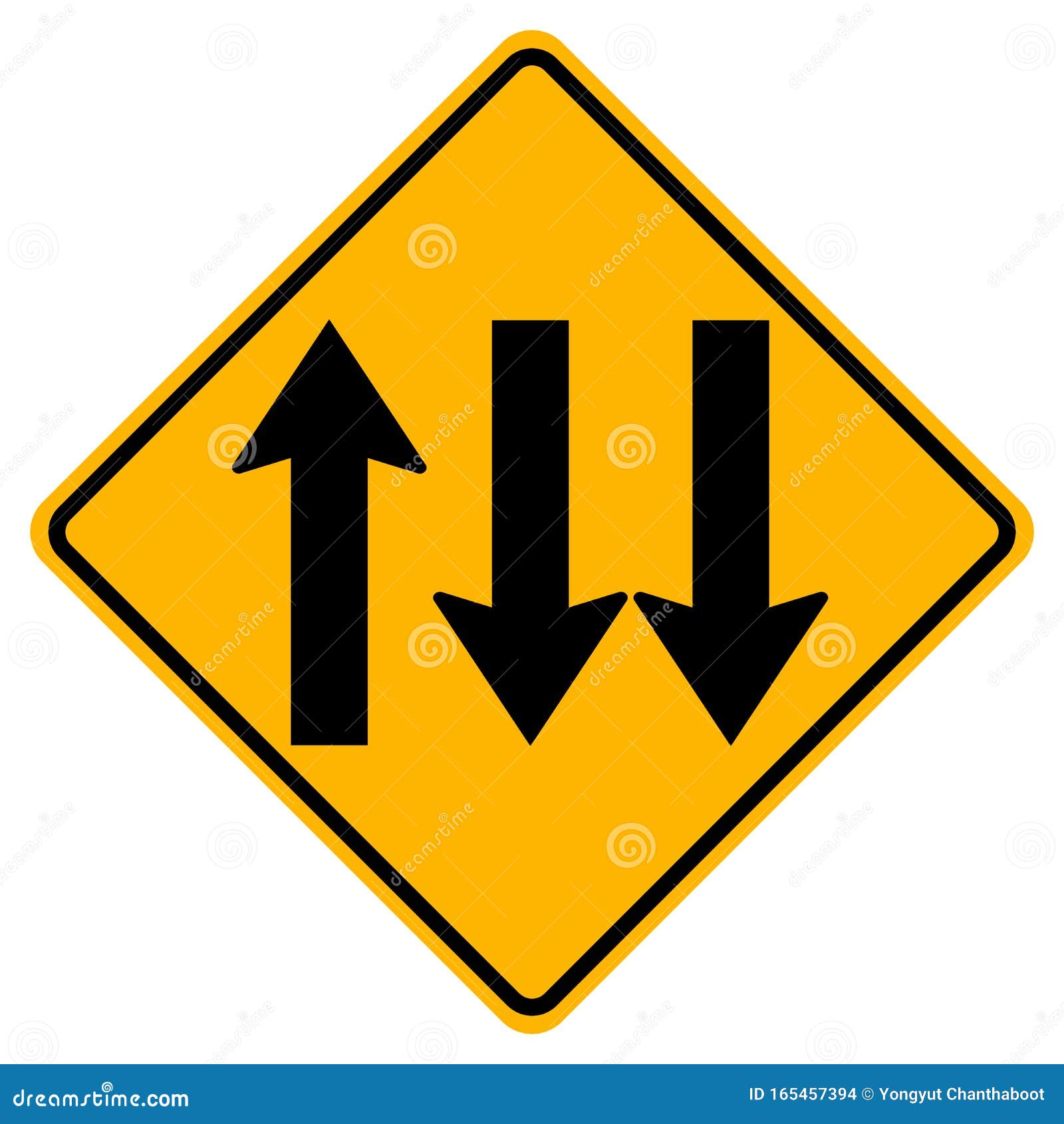 Three Lane Traffic Road Sign,Vector Illustration, Isolate on White ...