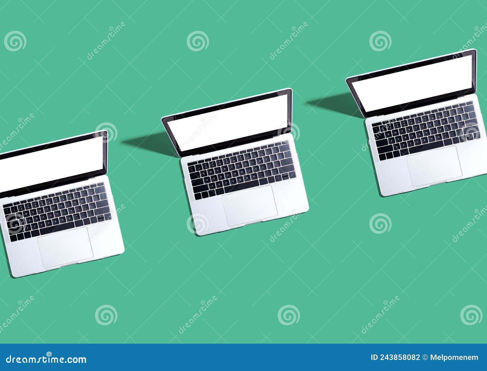 Three Laptop Computers with Shadow Stock Photo - Image of collection ...