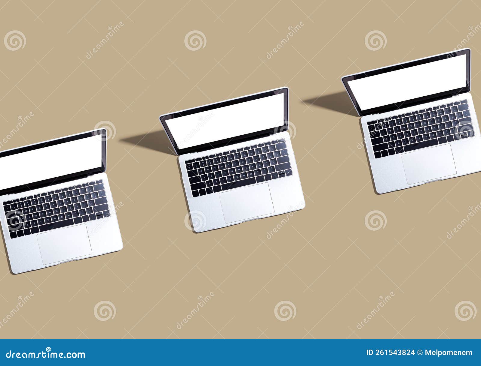 Three Laptop Computers with Shadow Stock Photo - Image of marketing ...