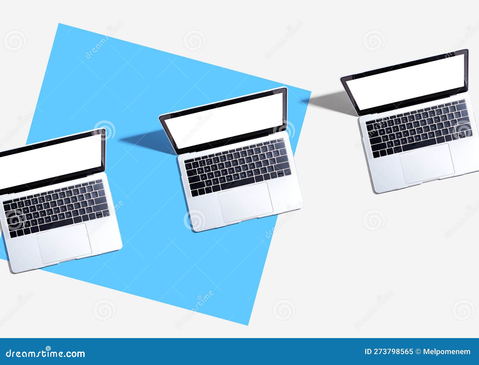 Three Laptop Computers with Shadow Stock Image - Image of online ...