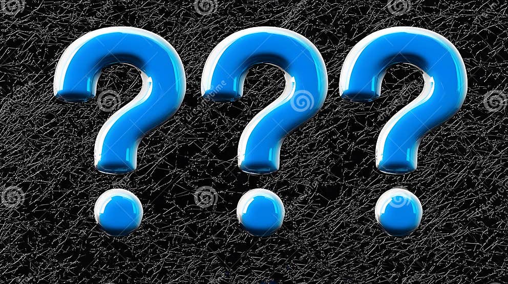 Three Large Blue Question Marks on a Dark Background Stock Illustration ...