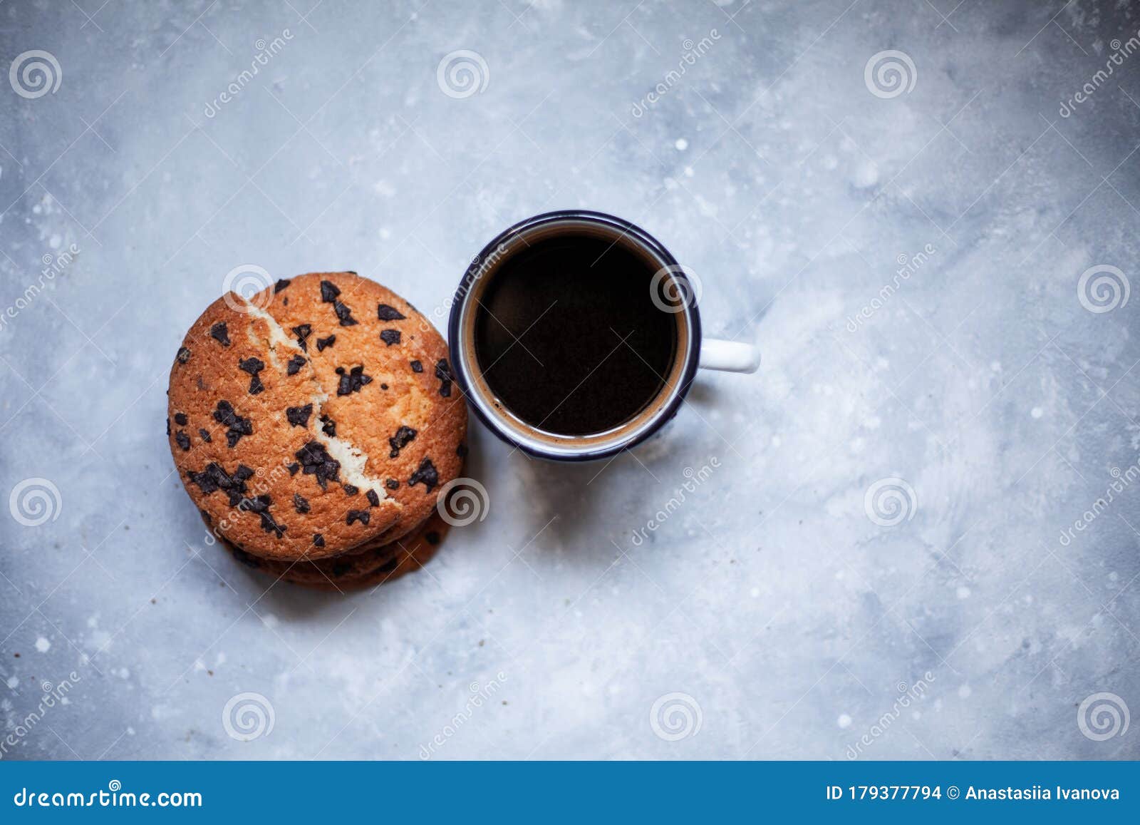 Three Large Cookies on a Black Concrete Background. Stock Photo - Image ...