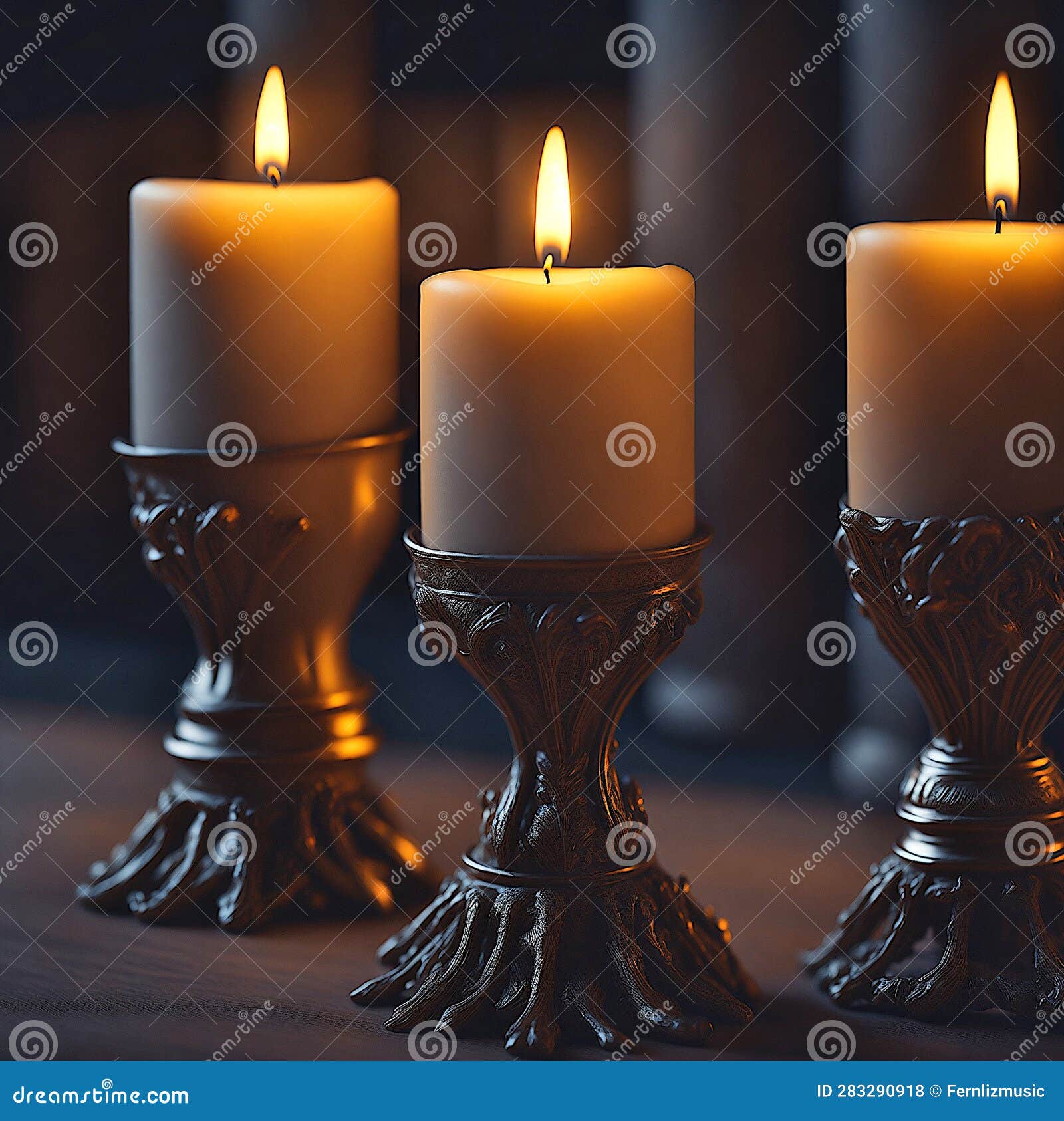 Three Medieval Candles, Wicca, Dark, Halloween AI Generated Stock ...