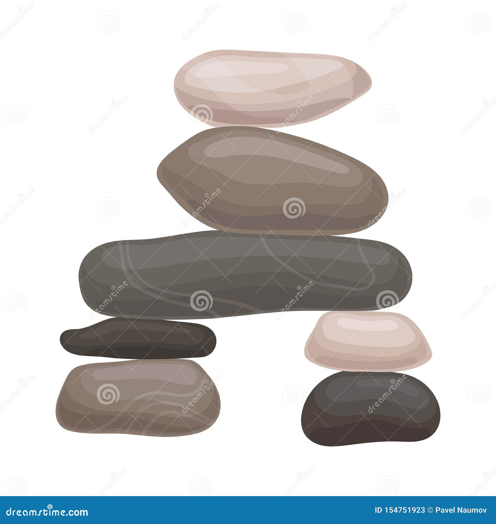 Three Large Stones Lie on the Small Ones. Vector Illustration on White ...