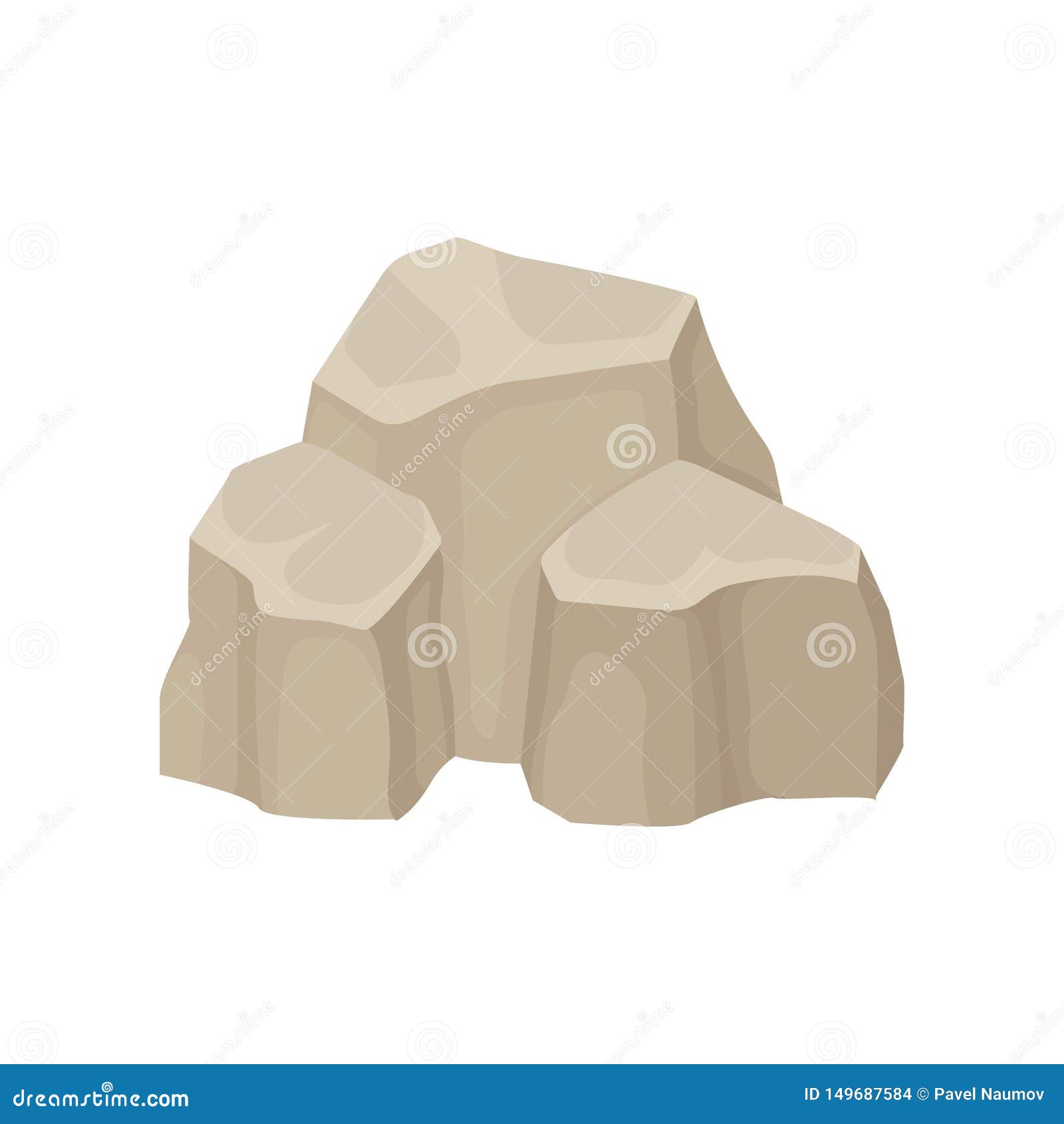 Three Large Stones. Vector Illustration on White Background. Stock ...