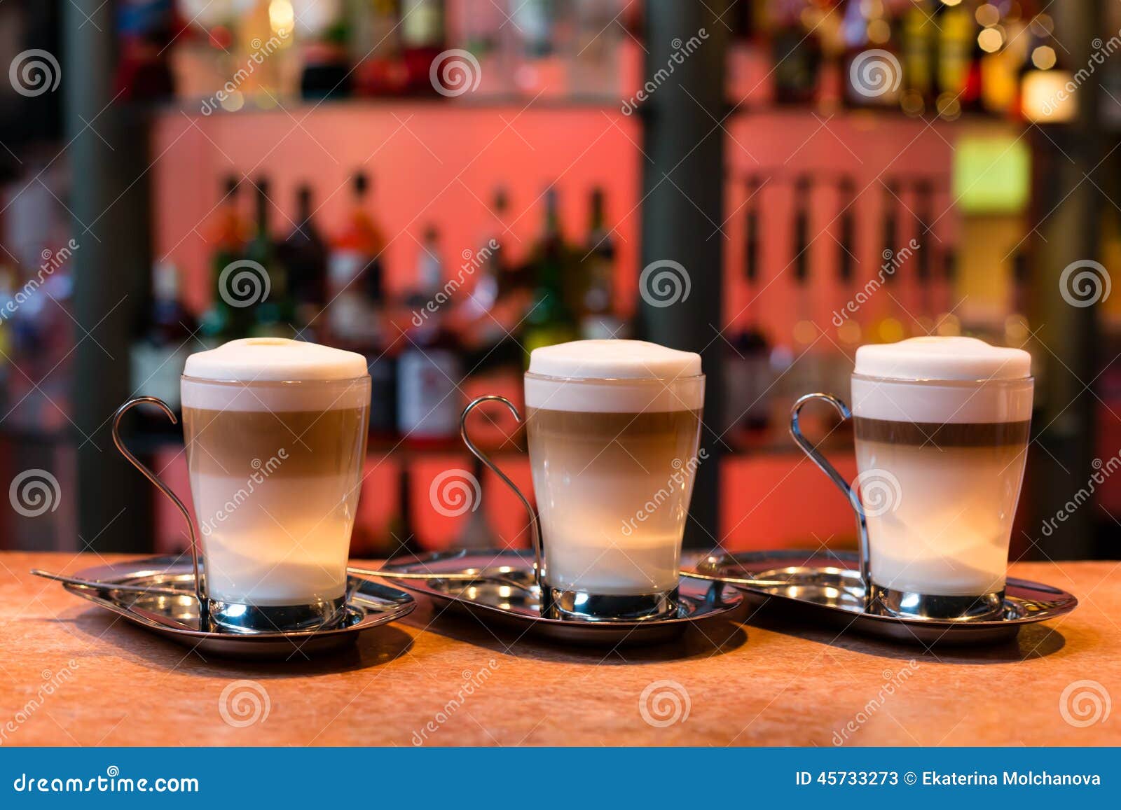 Three latte cups stock image. Image of cappuccino, cafe - 45733273