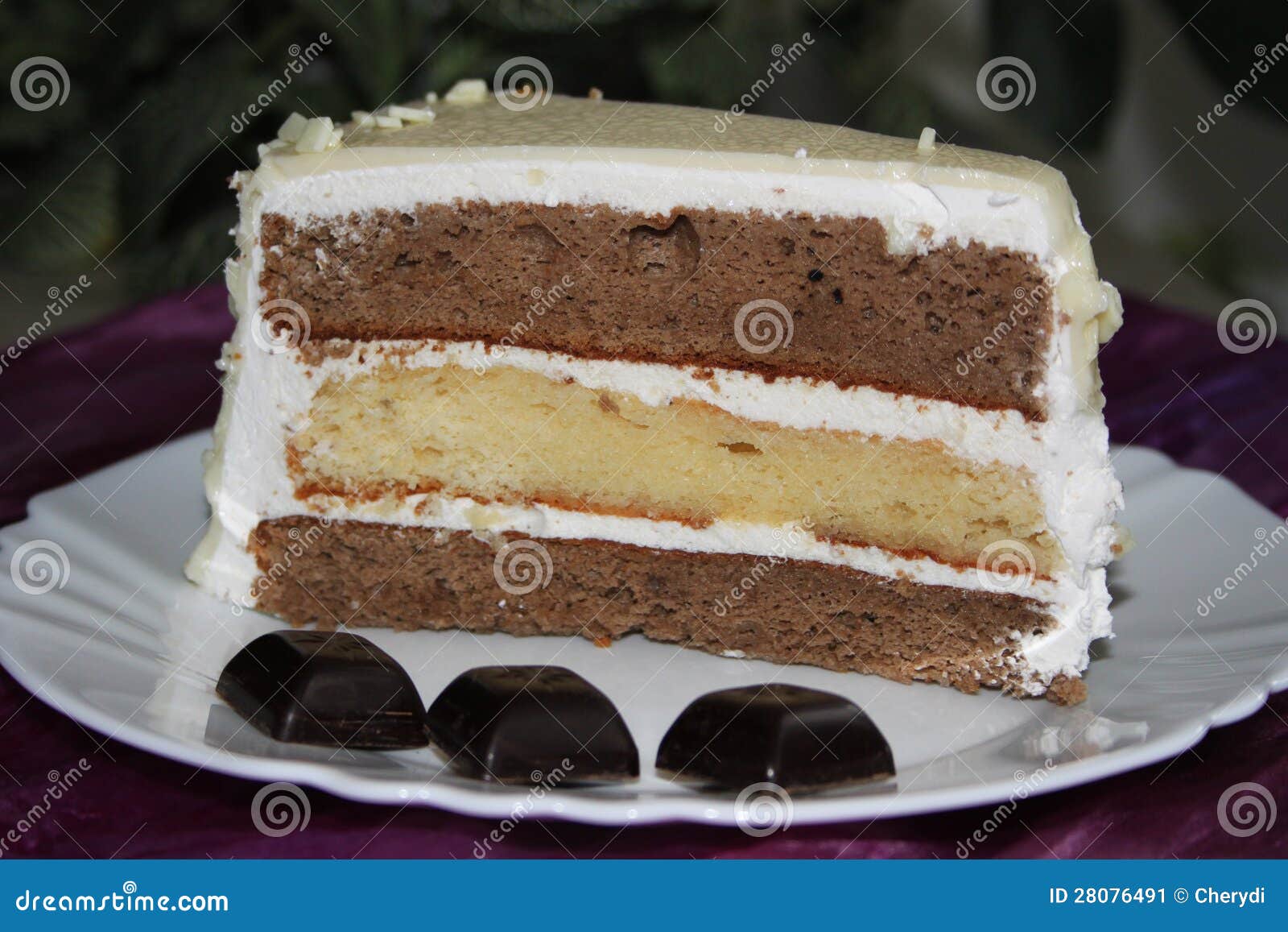 Three - layer cake stock image. Image of enjoyment, layer - 28076491
