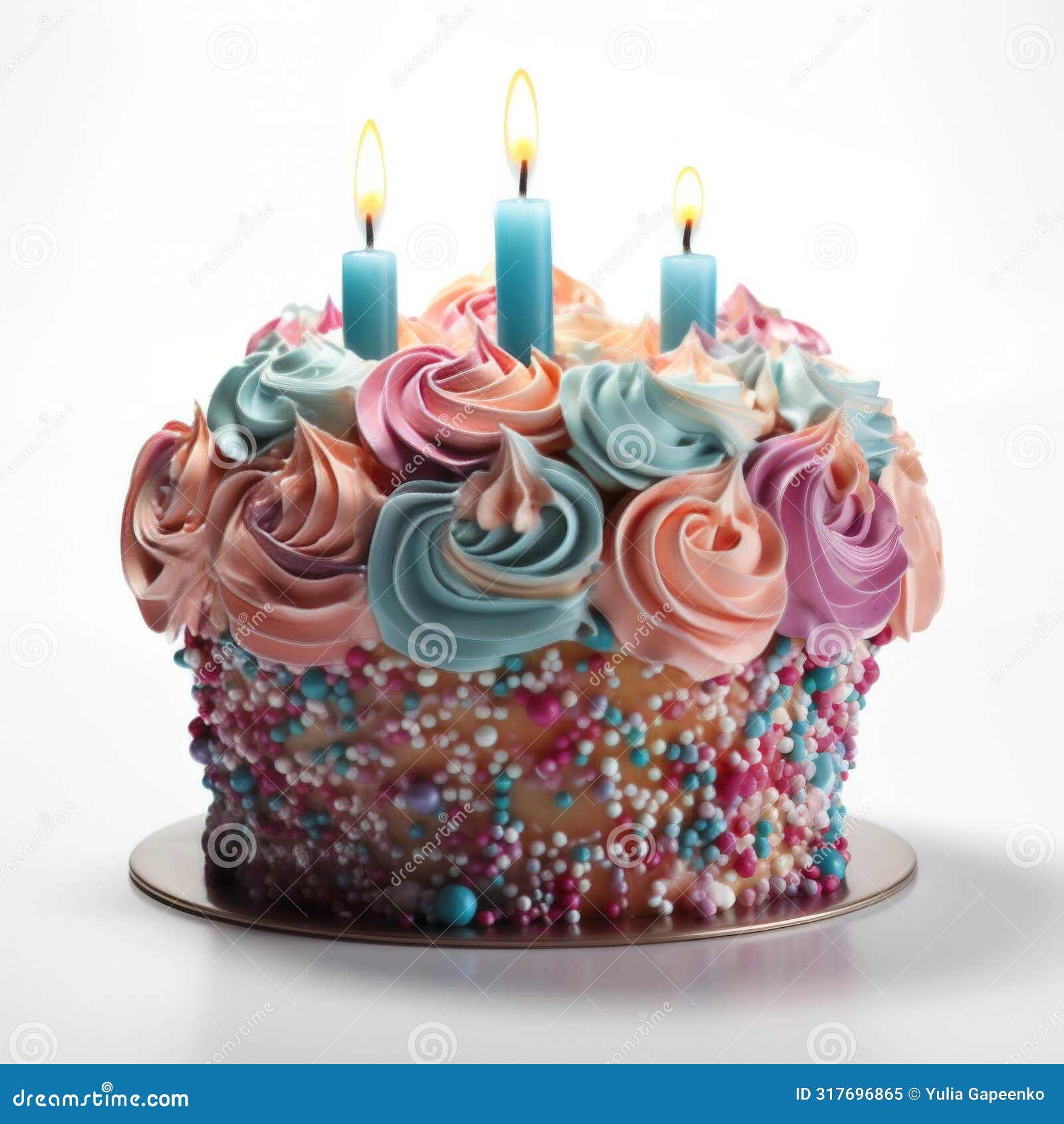 Three Layer Cake with Candles Stock Image - Image of anniversary ...