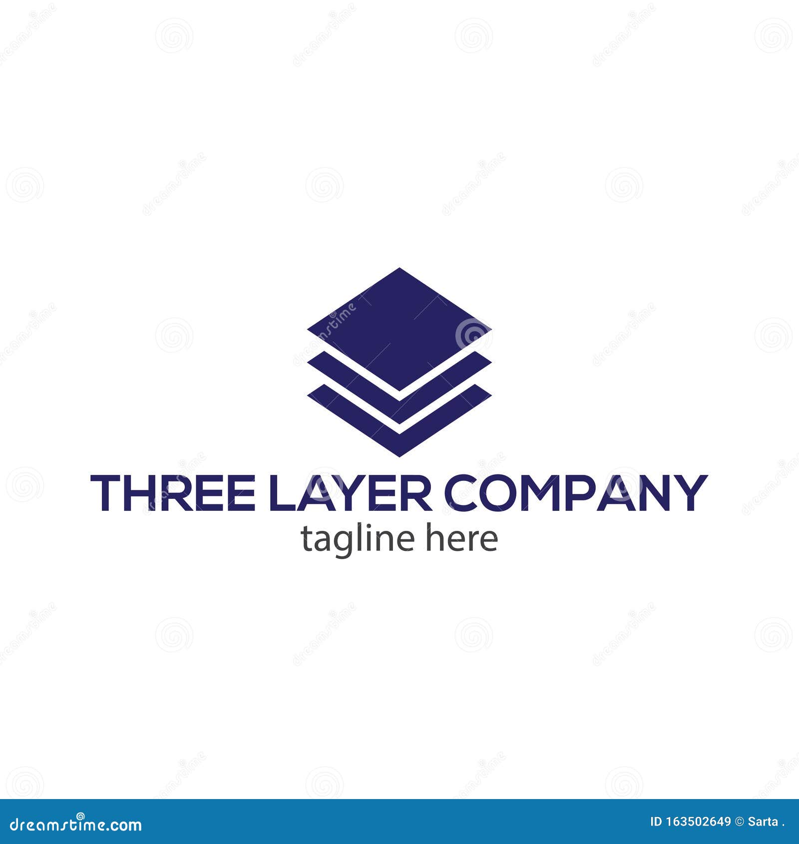 Three Layer Company Logo with Tagline Stock Illustration - Illustration ...
