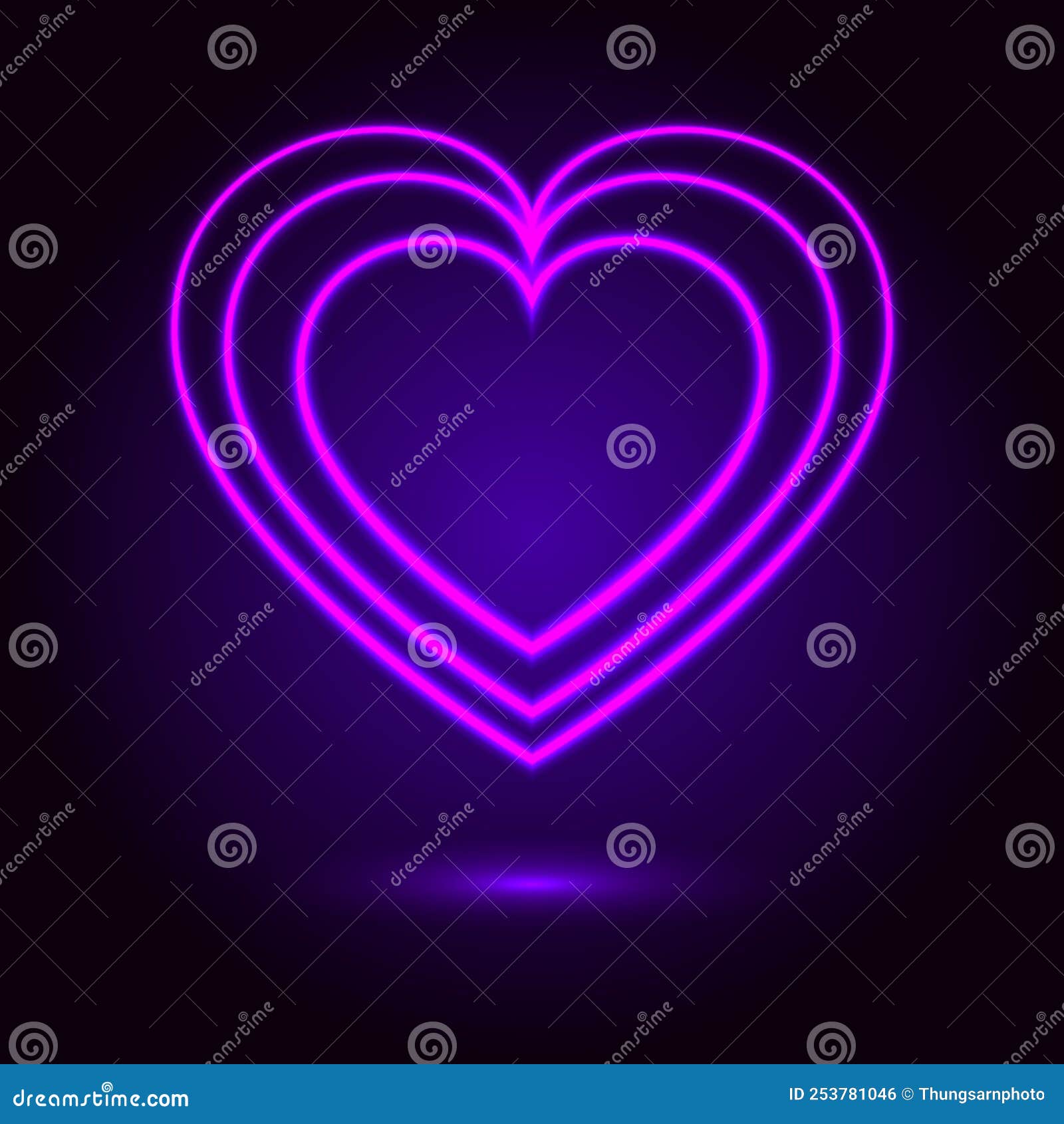 Three Layer Heart Neon Light Stock Vector - Illustration of light, blue ...
