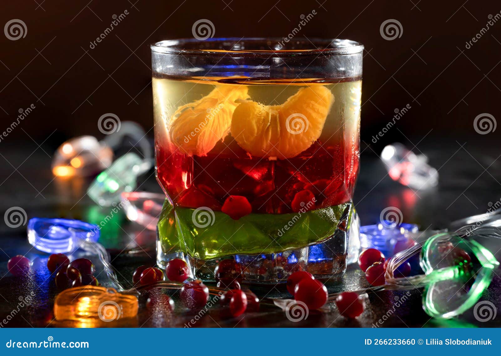 Three-layer Jelly with Fresh Fruit Stock Photo - Image of liqueur ...